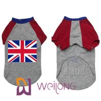 China Summer Customizable Pet T Shirts For Dogs Rubber Print UK Flag for sale