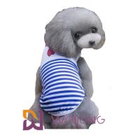 China Customized Digital Print  Sailor Anchor Stripe Pet T Shirt For Puppy 100% Cotton for sale