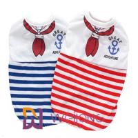 China Customized Digital Print  Sailor Anchor Stripe Pet T Shirt For Puppy 100% Cotton for sale