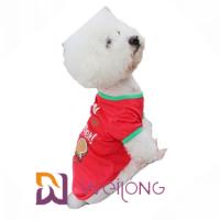 China CVC Jersey 180G Red Printing Dog Christmas T Shirt Customizable for sale