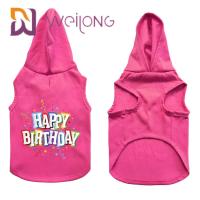 China Colourful Rubber Print Birthday Pet Hoodie Customized Pink Dog Hoodie for sale