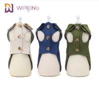 China Button Opening Dust Cat Winter Wear Plaid Cotton Canvas Pet Windbreaker For Dogs for sale