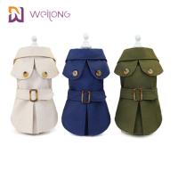 China Button Opening Dust Cat Winter Wear Plaid Cotton Canvas Pet Windbreaker For Dogs for sale