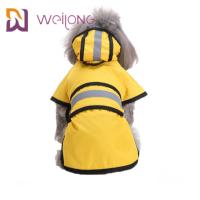 China Reflective Striped Yellow Dog Raincoat With Hood PU Leather Lightweight Jackets for sale
