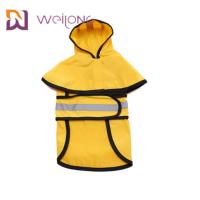 China Reflective Striped Yellow Dog Raincoat With Hood PU Leather Lightweight Jackets for sale