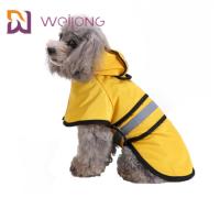 China Reflective Striped Yellow Dog Raincoat With Hood PU Leather Lightweight Jackets for sale