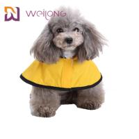 China Reflective Striped Yellow Dog Raincoat With Hood PU Leather Lightweight Jackets for sale