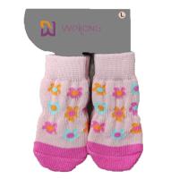 China Pet Anti Slip Knit Dog Socks&Cat Socks with Rubber Reinforcement Paw Protector for sale