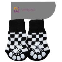 China Rhombus Plaid Pattern Strong Dog Traction Socks For Hardwood Floors Anti Slip for sale