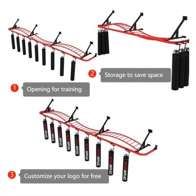 China Wall Mount Free Weights Storage Rack Multifunctional Heavy Duty Punch Bag Bracket for sale