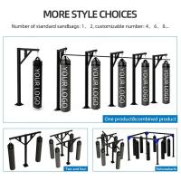 China Black White 2.4M Floor Mounted Punching Bag Rack For Heavy Bag for sale