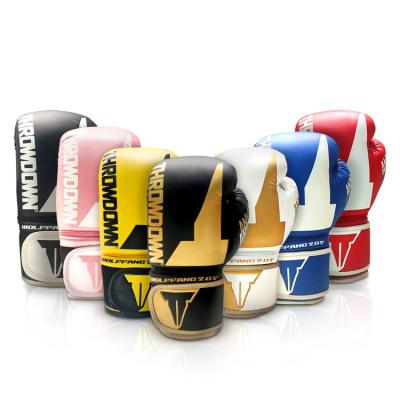 China Antibacterial Professional Boxing Gears Gold Plain Pu Leather Training Boxing Gloves for sale