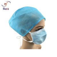 China Non Woven Medical Protective Wear 20gsm Disposable Surgical Doctor Cap With Tie for sale