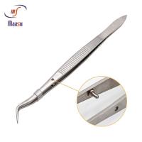 China Surgical Serrated Handle 16cm Dental Tweezer Single Curved Pointed for sale