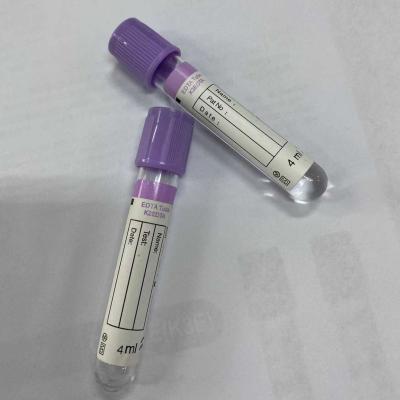 China 2ml EDTA K2 K3 Vacuum Blood Collection Tube Lavender Purple Cap 12x75mm Glass for sale