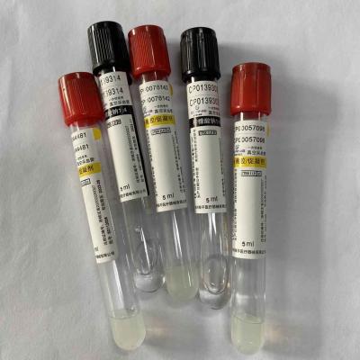 China Disposable Red Top Plain Blood Collection Tubes 5ml PET Glass 13x100mm for sale