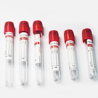 China Plain Vacuum Blood Collection Tube No Additive 1-10ml Glass PET Red Cap for sale