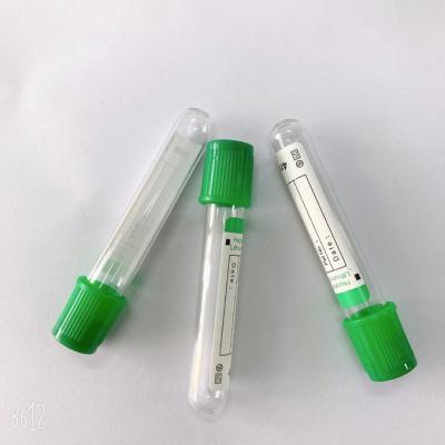 China Plastic Glass Lithium Heparin Vacuum Blood Collection Tube 1-10ml 13x75mm for sale