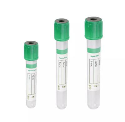 China Green Top Lithium Heparin Vacuum Blood Collection Tube 1-10ml 13x75mm for sale