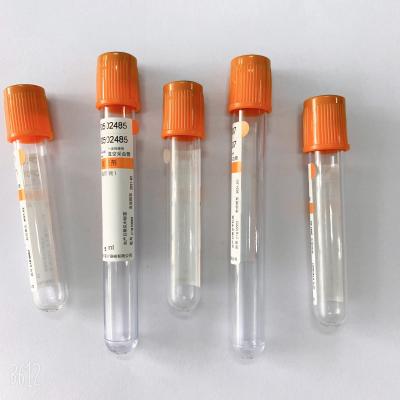 China Disposable Vacuum Blood Collection Tube with Clot Activator - 1-10ml Capacity, Orange Cap for Medical Testing for sale