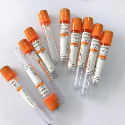 China Orange Red Cap Pro Coagulation Tube 13×75 & 13×100 mm with Clot Activator for 1-6 ml Blood Collection for sale
