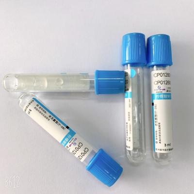 China Laboratory Coagulation PT Test Tube 1-6ml Sodium Citrate Vacuum Blood Collection with Custom Logo for sale