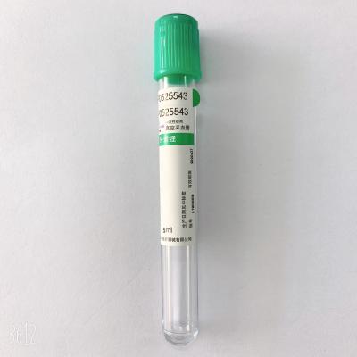 China Disposable Glass Green Top Vacuum Blood Collection Tube 1ml 2ml 3ml 4ml Heparinized for Biochemistry Tests for sale