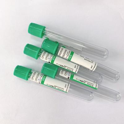 China Sodium Heparin Blood Collection Tubes 3ML-10ML with Green Blue Caps for Clinical Plasma Testing for sale