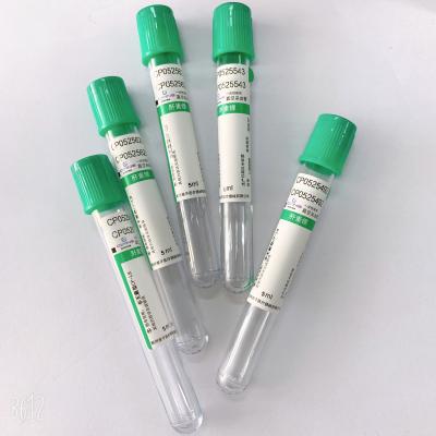 China Medical Green Cap Lithium Heparin Vacuum Blood Collection Tube 1-10ml PET/Glass Options for sale