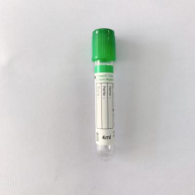 China Heparin Lithium Blood Collection Tubes 1-10ml Capacity with Rubber Stopper for Clinical Plasma Testing for sale