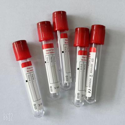 China Disposable PET Red Cap Plain Blood Collection Tube No Additive 13x75mm 5ml for sale