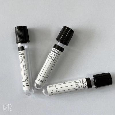 China Sodium Citrate ESR Vacuum Blood Collection Tube 1.6mL PET Glass Black Hat for sale