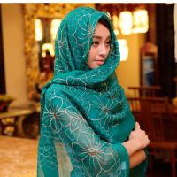 China Fashion Tudung Silk Scarf Flower Embroidery Scarf Muslim Tudung Muslim Scarf for sale
