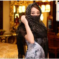 China Fashion Tudung Silk Scarf Flower Embroidery Scarf Muslim Tudung Muslim Scarf for sale