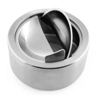 China Stainless Steel Cigarette Ashtray Lid Silver Windproof Ashtray for sale