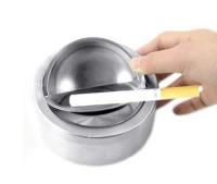 China Stainless Steel Cigarette Ashtray Lid Silver Windproof Ashtray for sale