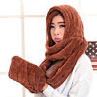 China Women's Winter Fleece Scarf Set 3 In 1 Scarf Hat And Gloves Set for sale