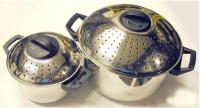 China 6qt & 2qt Stainless Steel Pasta Pot Set with Locking Strainer Lids for sale