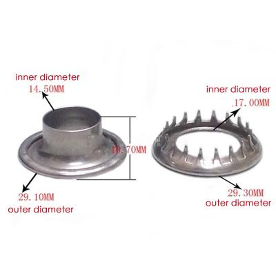 China 29.1mm Outer Diameter Stainless Steel Sail Eyelets Rust Resistance for sale