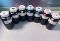 China Fast Dry Curable UV Printer Ink CMYKW Color - 300nm Particle Size, 2-3 Year Outdoor Durability for sale