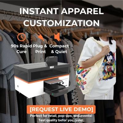China Compact On-Demand DTG Printer for Retail Pop-Up & Events: Fast Instant T-Shirt Printing Machine for Live Customization for sale