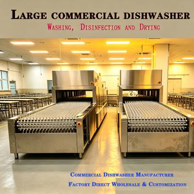 China 9m Commercial Dishwasher for Central Kitchens 380V High Capacity Tableware Washer for sale