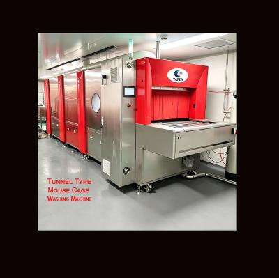 China Fully Automatic Tunnel Cage Washer 1200 Cages per Hour Integrated Continuous Washing Drying Machine for SPF Animal Lab Rat Mouse Cages Water Bottles for sale