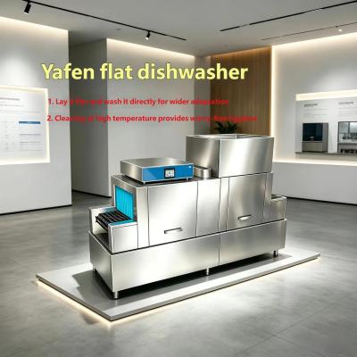 China Stainless Steel Flat Type Dishwasher Catering Automatic Plate Washing Sterilizing Equipment for sale