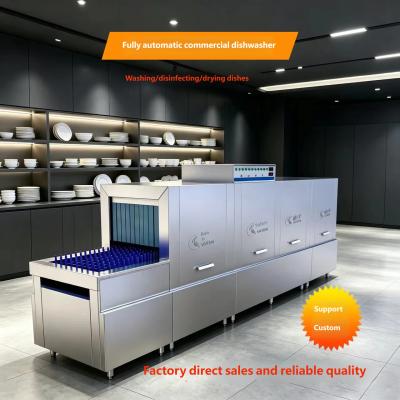 China Large Long-Type Commercial Dishwasher 6.2m Customizable for High-Volume Washing Disinfection Drying for sale