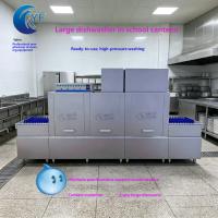China Tunnel Long Conveyor Commercial Dishwasher, integrating washing, disinfection and drying in one step, no stacked tableware during peak hours for sale