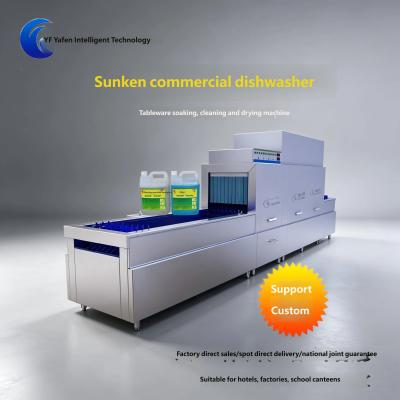 China Sunken Conveyor-Type Commercial Automatic Dishwasher Integrated Washing and Drying Machine with Conveyor Belt for Hotels, Schools and Canteens for sale
