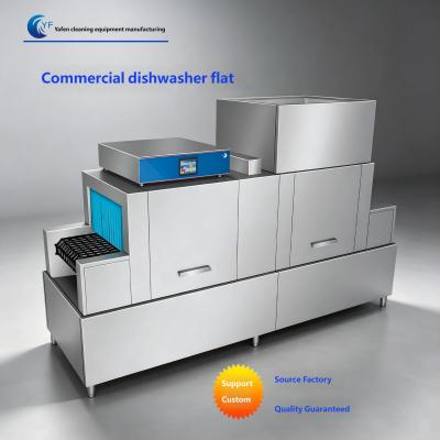 China Flat Type Conveyor Dishwasher Automatic High Temperature Washing Drying Disinfection Machine for School Canteen Factory Kitchen for sale