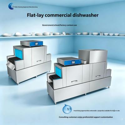 China Commercial Flat Tunnel Dishwasher, Fully Automatic Washing and Drying Equipment for Plates and Bowls Used in Corporate Canteens and Restaurants for sale