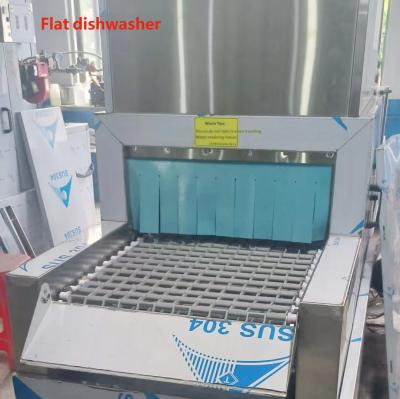 China Chain Conveyor Flat Commercial Dishwasher, Automatic Integrated Washing and Dishing Equipment for Central Kitchens of Catering Restaurants for sale